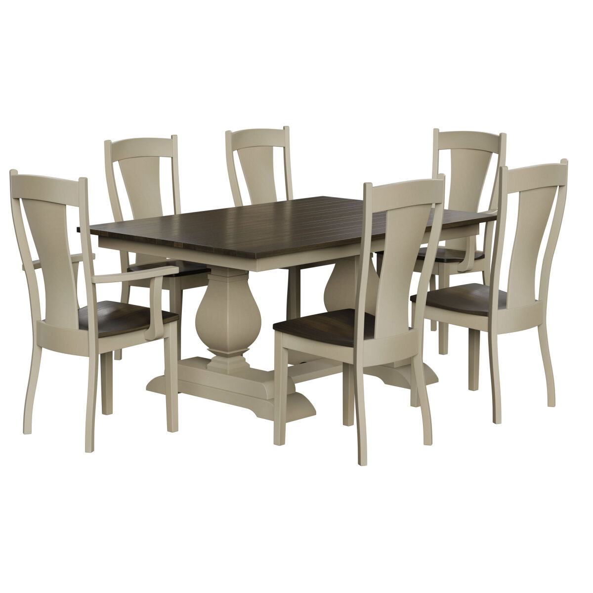 Ashville - 7 Piece Ohio Amish Made- Real Solid Wood Dining Set ...
