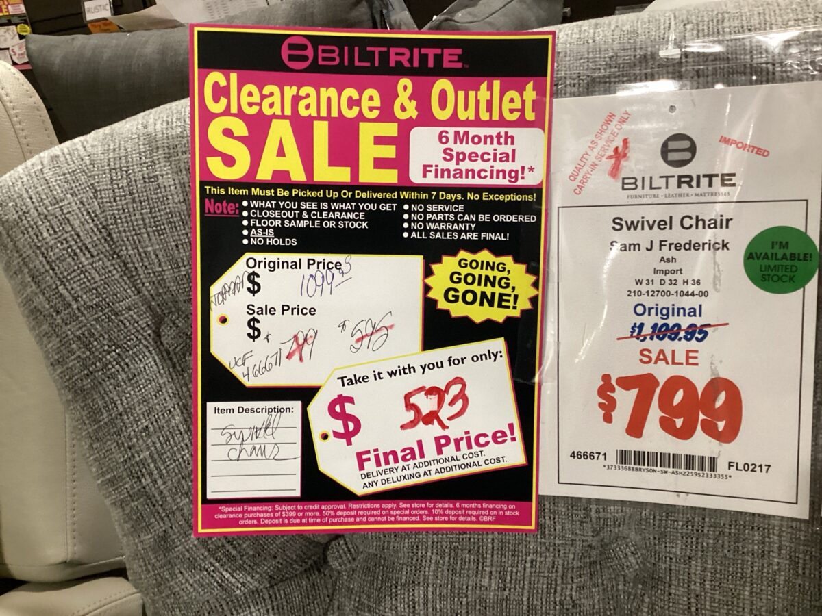 Sam J Frederick Swivel Chair Final Price – BILTRITE - Greenfield ...